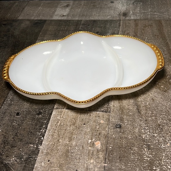 Fire King | Kitchen | Vtg Fire King Oven Ware Divided Milk Glass Dish ...